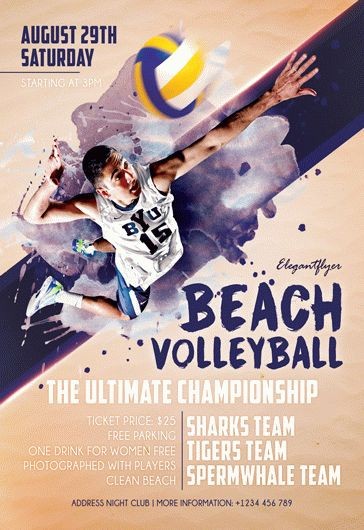 White Exclusive Beach Volleyball Premium Flyer Template PSD | by ...