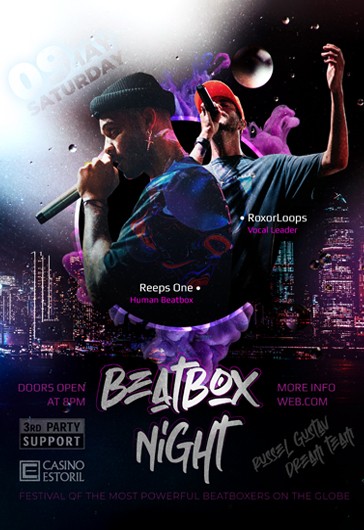 Plantilla de folleto PSD Black Exclusivo Cartel de la Batalla de Beatbox. Premium gratuita