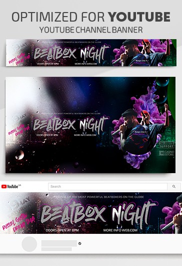 Black Creative Beatbox Battle Youtube Premium Social Media Template PSD
