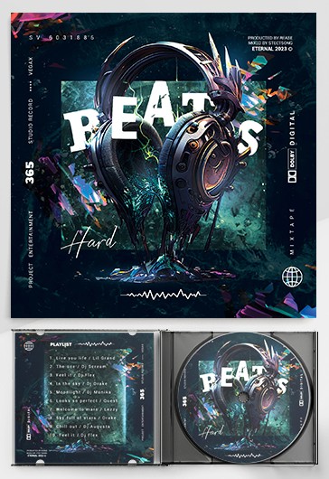Blue Modern Mixtape Free CD Album Cover Template PSD | by Elegantflyer