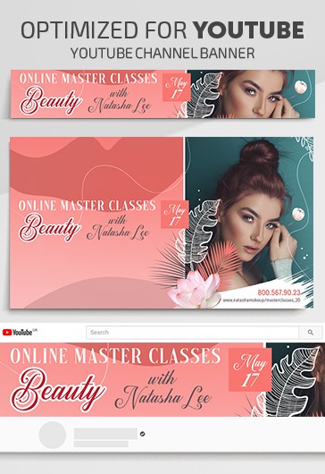 Pink Creative Beauty Youtube Premium Social Media Template PSD | by ...