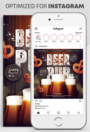 Brown Simple Beer Pub Free Social Media Template PSD | by Elegantflyer