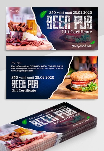 Beer Pub – Premium Gift Certificate Template in PSD - 10025172 | by ...