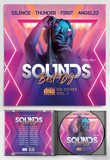 Pink Modern Best DJ Sounds Free CD Album Cover Template PSD | by ...