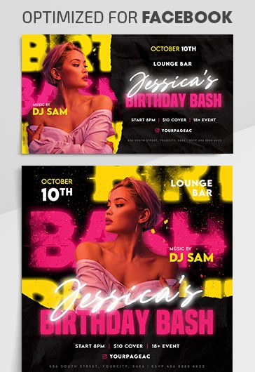 Birthday Bash - Free Facebook Cover Template in PSD + Post + Event ...