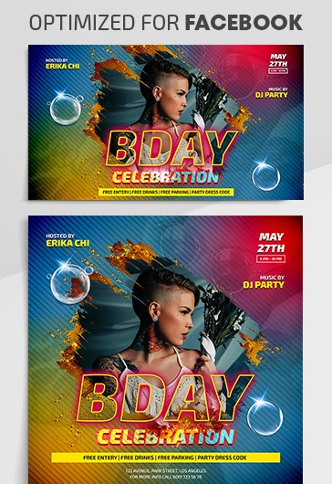 Yellow Colorful Birthday Celebration Premium Social Media Template PSD