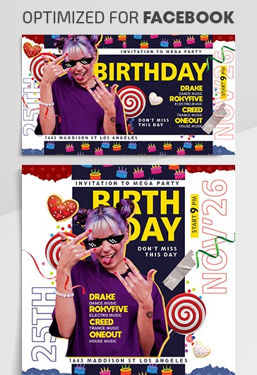 White Creative Birthday Party Premium Social Media Template PSD | by ...