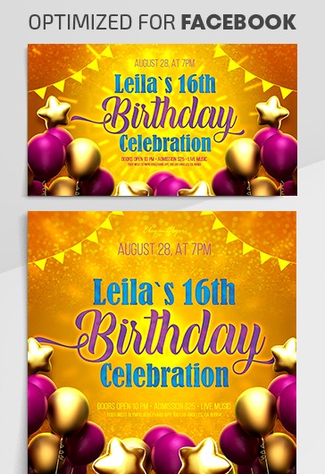 Birthday - Free Facebook Cover Template in PSD + Post + Event cover ...