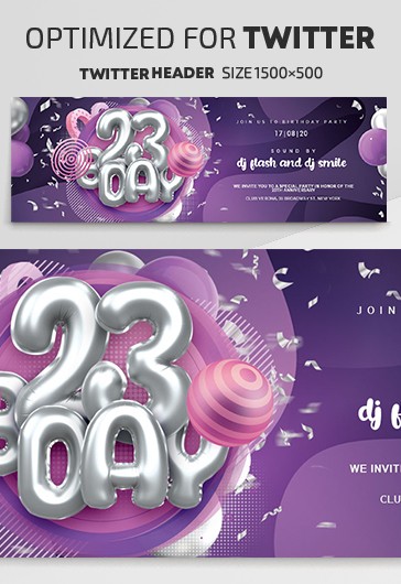 Birthday - Free Twitter Header PSD Template - 10027683 | by ElegantFlyer