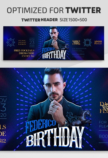 Birthday - Free Twitter Header PSD Template - 10028769 | by ElegantFlyer