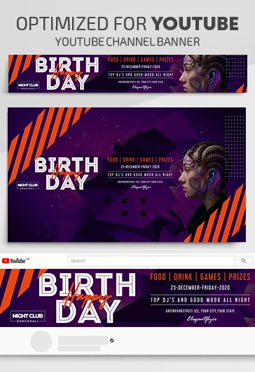 Birthday - Free Youtube Channel banner PSD Template - 10029200 | by ...