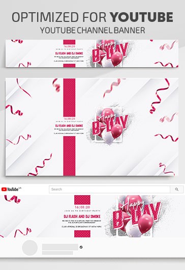 Birthday - Free Youtube Channel banner PSD Template - 10027589 | by ...