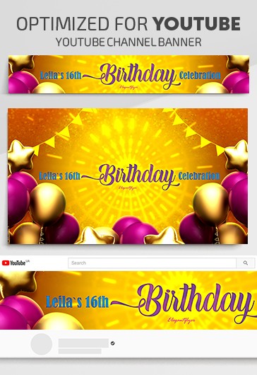 Birthday - Free Youtube Channel banner PSD Template - 10027968 | by ...