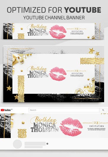 White Glamourös Geburtstag Youtube Free Social Media Vorlage PSD | by ...