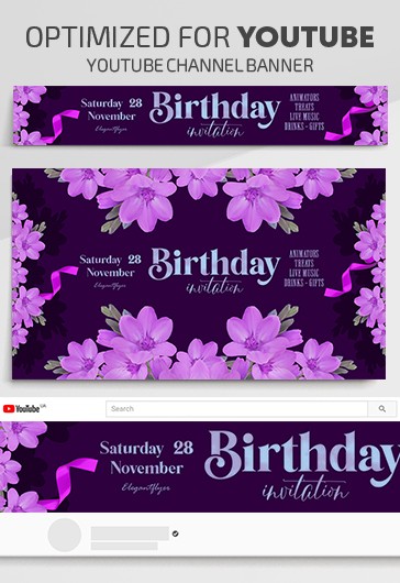 Birthday - Free Youtube Channel banner PSD Template - 10028860 | by ...