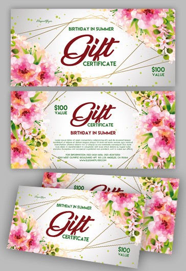 Template for Flower Gift Certificate - 10021129 | by ElegantFlyer