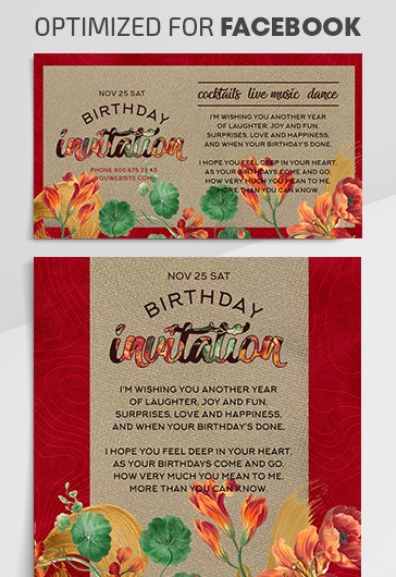 Birthday Invitation - Free Facebook Cover Template in PSD + Post ...