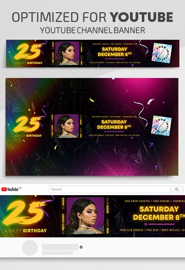 Birthday Invitation - Free Youtube Channel banner PSD Template ...