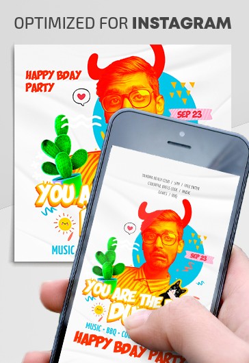 Multicolor Creative Birthday Invitation Instagram Premium Social Media ...