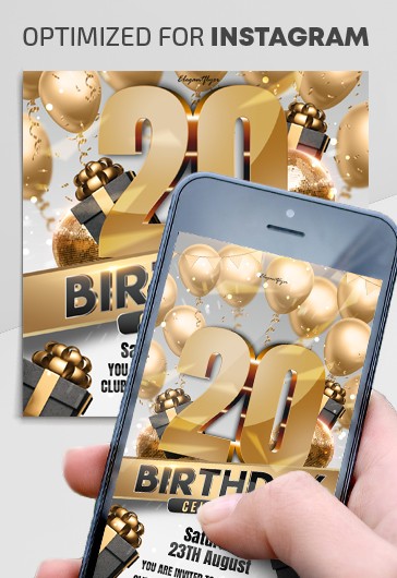 Gold Luxury Birthday Invitation Instagram Premium Social Media Template PSD