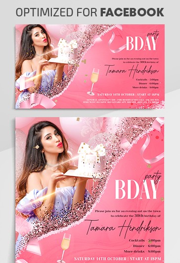 Pink Creative Birthday Party Premium Social Media Template PSD | by ...