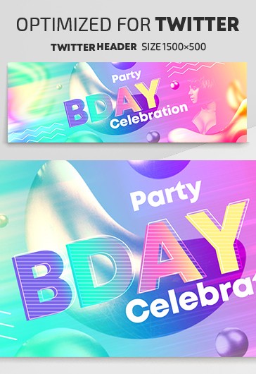 Multicolor Gradient Birthday Party Twitter Premium Social Media ...