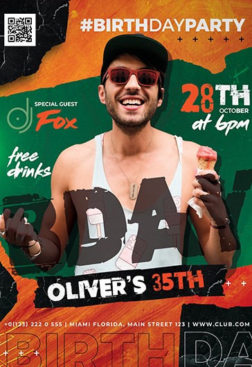 Multicolor Creative Birthday Premium Flyer Template PSD | by Elegantflyer