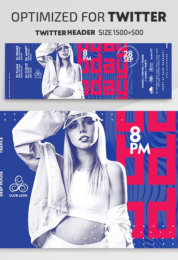 Blue Vintage and Retro Birthday Twitter Premium Social Media Template PSD