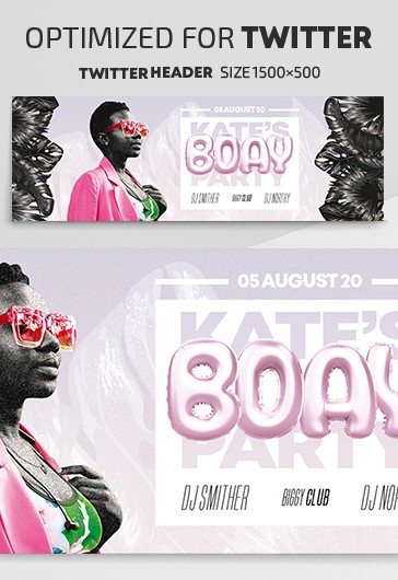 Pink Modern Birthday Twitter Premium Social Media Template PSD | by ...