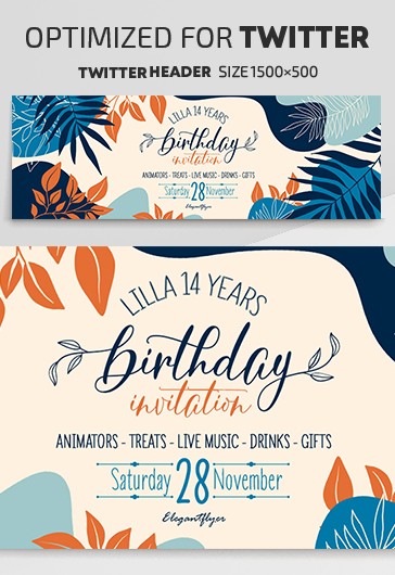 Birthday - Twitter Header PSD Template - 10028452 | by ElegantFlyer