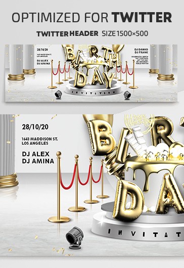 White Exclusive Birthday Twitter Premium Social Media Template PSD | by ...