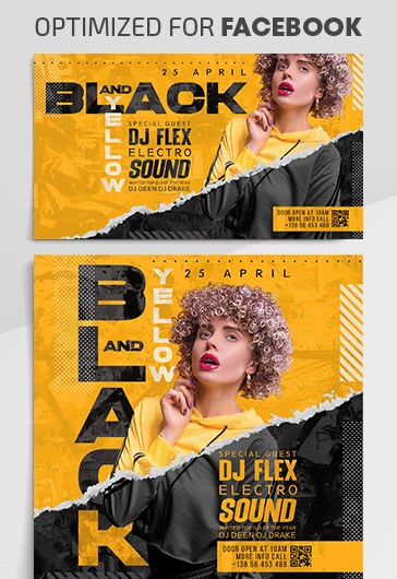 Black Creative Black and Yellow Facebook Premium Social Media Template PSD