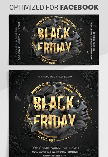 Black Dark Black Friday Facebook Set Premium Social Media Template PSD