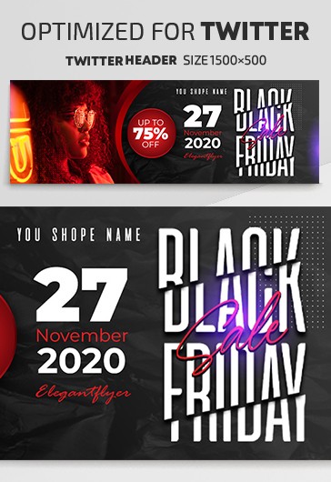 Multicolor Dark Black Friday Twitter Premium Social Media Template PSD
