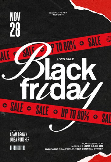 Black Modern Black Friday Weekend Shopping Event Premium Flyer Template PSD