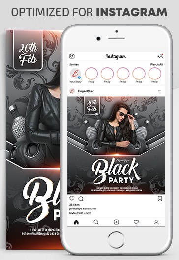 Black Creative Black Party Premium Social Media Template PSD | by ...