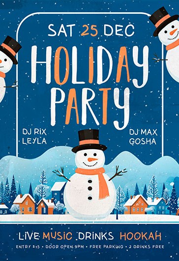 Blue Illustré Fête de vacances Premium Modèle de flyer PSD gratuit | by ...