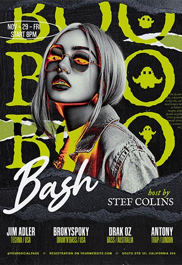 Black Dark Boo Bash Premium Flyer Template PSD | by Elegantflyer