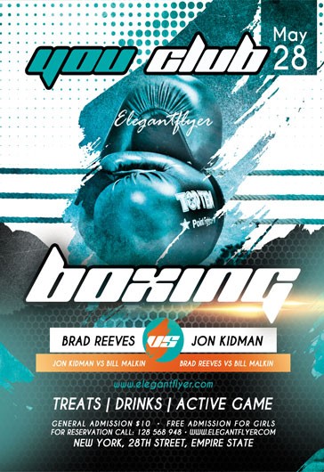 Blue Simple Boxing Premium Flyer Template PSD | by Elegantflyer