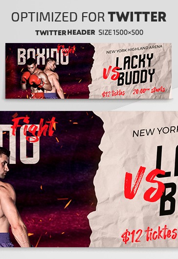 Boxing - Free Twitter Header PSD Template - 10028552 | by ElegantFlyer