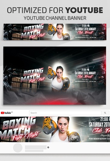 Boxing Match - Free Youtube Channel banner PSD Template - 10031781 | by ...