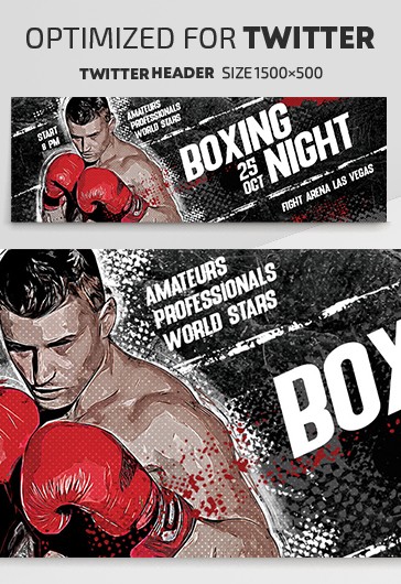 Black Grunge Boxing Night Twitter Premium Social Media Template PSD ...