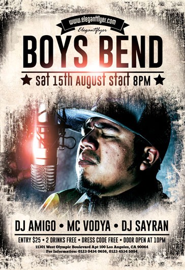 White Vintage and Retro Boys Bend Premium Flyer Template PSD | by ...