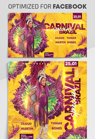 Yellow Creative Brazil Carnival Premium Social Media Template PSD | by ...