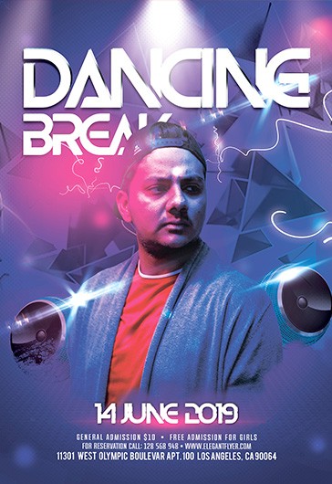 Blue Glow Break Dancing Free Flyer Template PSD | by Elegantflyer