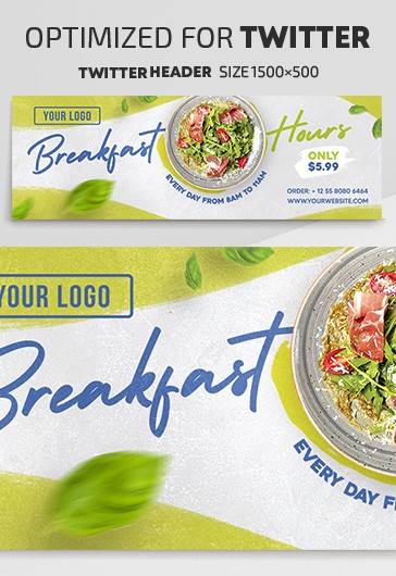 Breakfast Hours - Free Twitter Header PSD Template - 10031220 | by ...