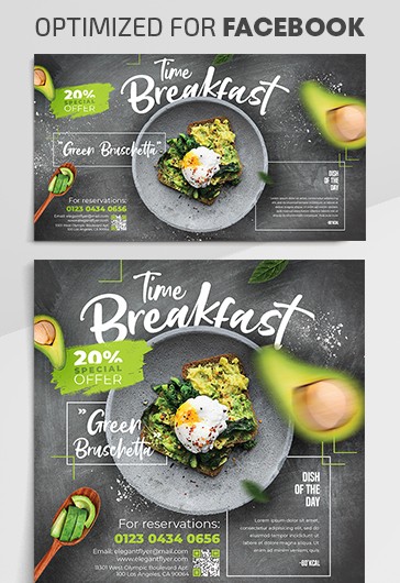 Gray Creative Breakfast Time Facebook Free Social Media Template PSD ...