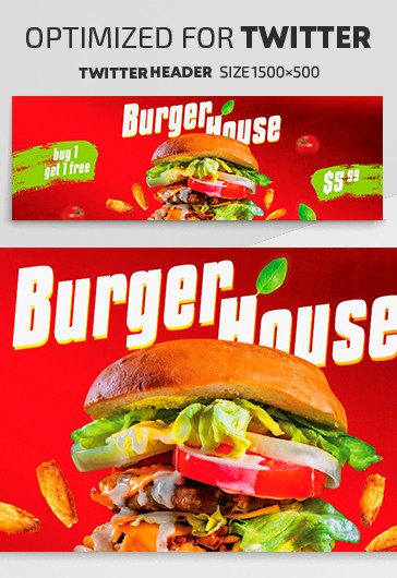 Burger House - Free Twitter Header PSD Template - 10029945 | by ...