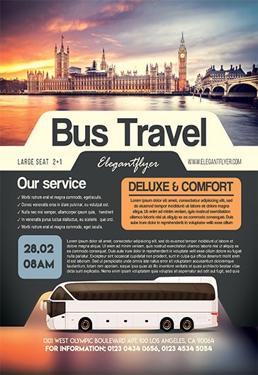Gray Professional Bus Travel Premium Flyer Template PSD | by Elegantflyer