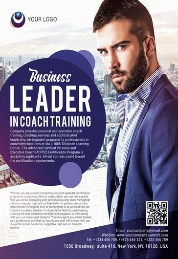 White Professional Business Executive Coach Premium Flyer Template PSD